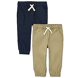 The Children's Place baby boys and Toddler Jogger 2-pack Pants, Flax/Tidal 2 Pack, 4T US