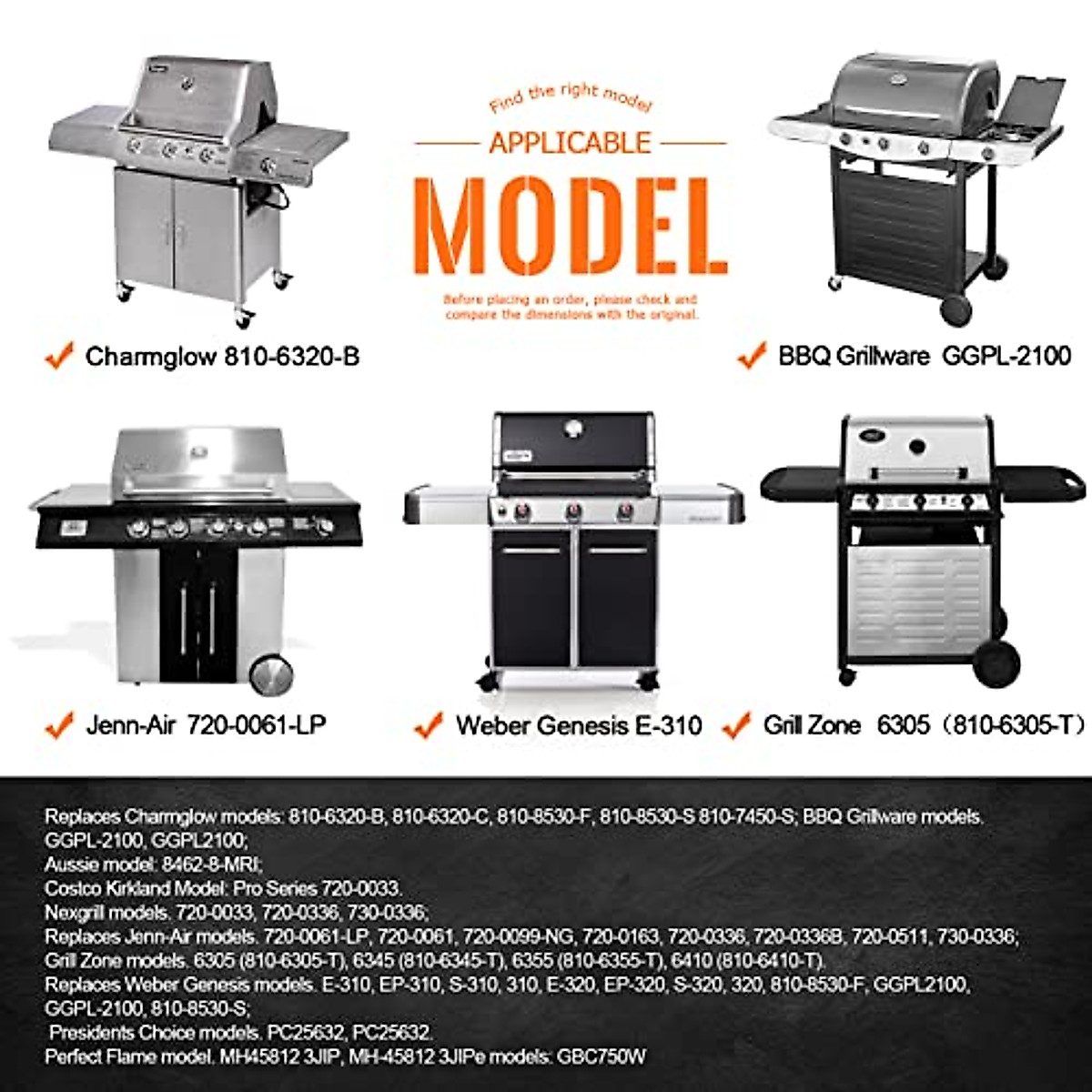 GGC 19 1/4 Inch Grill Grate Replacement for Charmglow BBQ Grillware Nexgrill Weber Jenn-Air Others, 2 PCS Porcelain Coated Cast Iron Cooking Grid (12 3/8" x 19 1/4" for Each)
