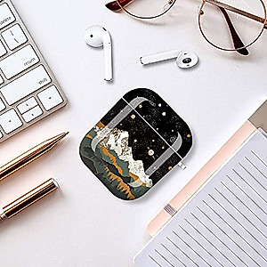 Lapac AirPods Case Mountain Space Nature Landscape Cute AirPod Case Constellation Planet Star Night Forest Accessories Protective AirPod Hard Cover with Keychain for Wireless AirPods 2 & 1 Charging