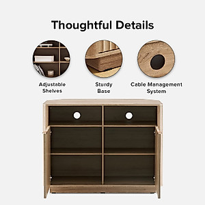 mopio Brooklyn Corner Storage Cabinet, Mid Century Modern Buffet, Entertainment Center, Storage Cabinet with Doors and Shelves, Media Cabinet for 55 inch TV Stand, for Living Room