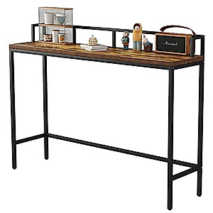 Yusong 47" Long Sofa Table, Narrow Console Table Behind Couch, Tall Bar Tables Enterway Table, Small Skinny Foyer Table for Living Room Home Office Bar, Rustic Brown