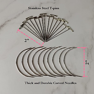 70PCS Kit U-Shape Snap Clips for Hair Extensions 6 Teeth Metal Wig Clips Blonde Hair Weave Thread Needle Kit with Curved Needles T Pins Needle Threader Thimble,Beige