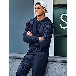 COOFANDY Men's 2 Piece Outfits Sweatsuit Slim Fit Hoodie Tracksuit Sets Fashion Jogging Athletic Suits
