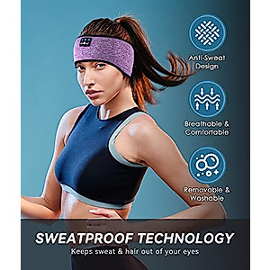 MUSICOZY Bluetooth 5.2 Headband Sleep Headphones Headband Headphones Sports Wireless Music Earphones Eye Mask Earbuds for Side Sleepers Workout Running Travel Yoga Office Mom Women