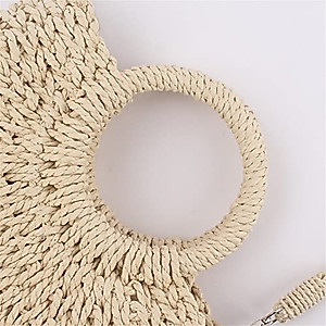 Summer Rattan Straw Bag for Women Hand-woven Shoulder Top-handle Handbag Beach Straw Tote Handmade Clutch Bags with Bow