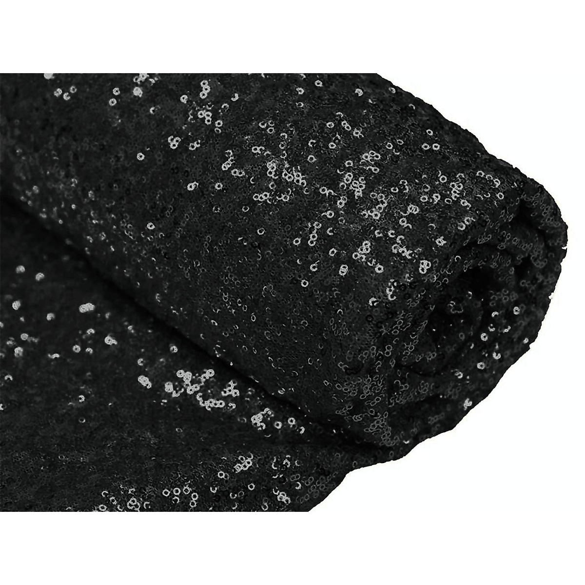 ShiDianYi 3 Feet 1 Yards-Sequin Fabric, by The Yard, Sequin Fabric, Tablecloth, Linen, for Xmas Decor (1 Yards 1PC Black)