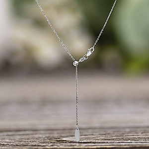 Mia Sarine Rhodium Plated 925 Sterling Silver Adjustable Cable Chain Necklace for Women Made in Italy White Cable