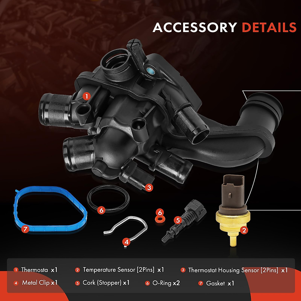 A-Premium Engine Coolant Thermostat and Housing Assembly W/Sensors - Compatible with Mini Cooper 2007-2013, Cooper Countryman 2011-2013 - DOHC, L4 1.6L - Replace# 11537534521, 11538699290