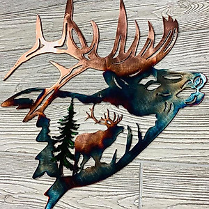 13inch Rustic Metal Elk Wall Decor for Room Home Deer Decor Western Gifts 2pcs