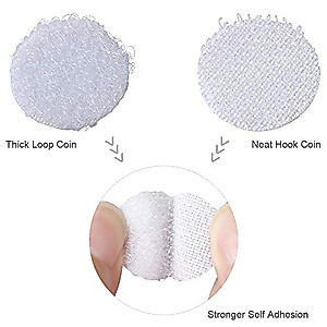 Self Adhesive Dots, 500Pcs(250 Pair Sets) 0.78 Inch / 20mm Diameter Hook and Loop Self Adhesive Dots Tape, Nylon Sticky Back Coins with High Viscocity Glue, Self Adhesive Hook and Loop Coin, White