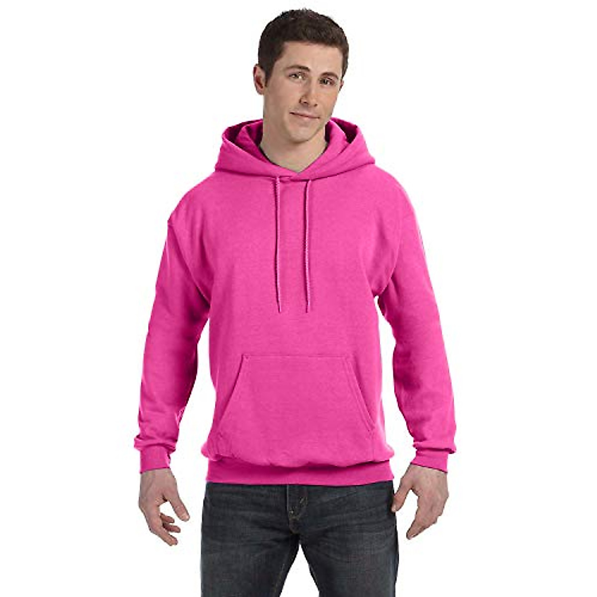Hanes Unisex EcoSmart® 50/50 Pullover Hooded Sweatshirt M Wow Pink