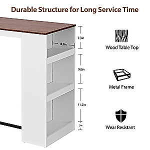 Panana 3 Piece Dining Table Set Kitchen Bar Table with Two Stool Storage Shelves Wood Counter Height Table Top with Sew Kerf Finish Dining Room Home
