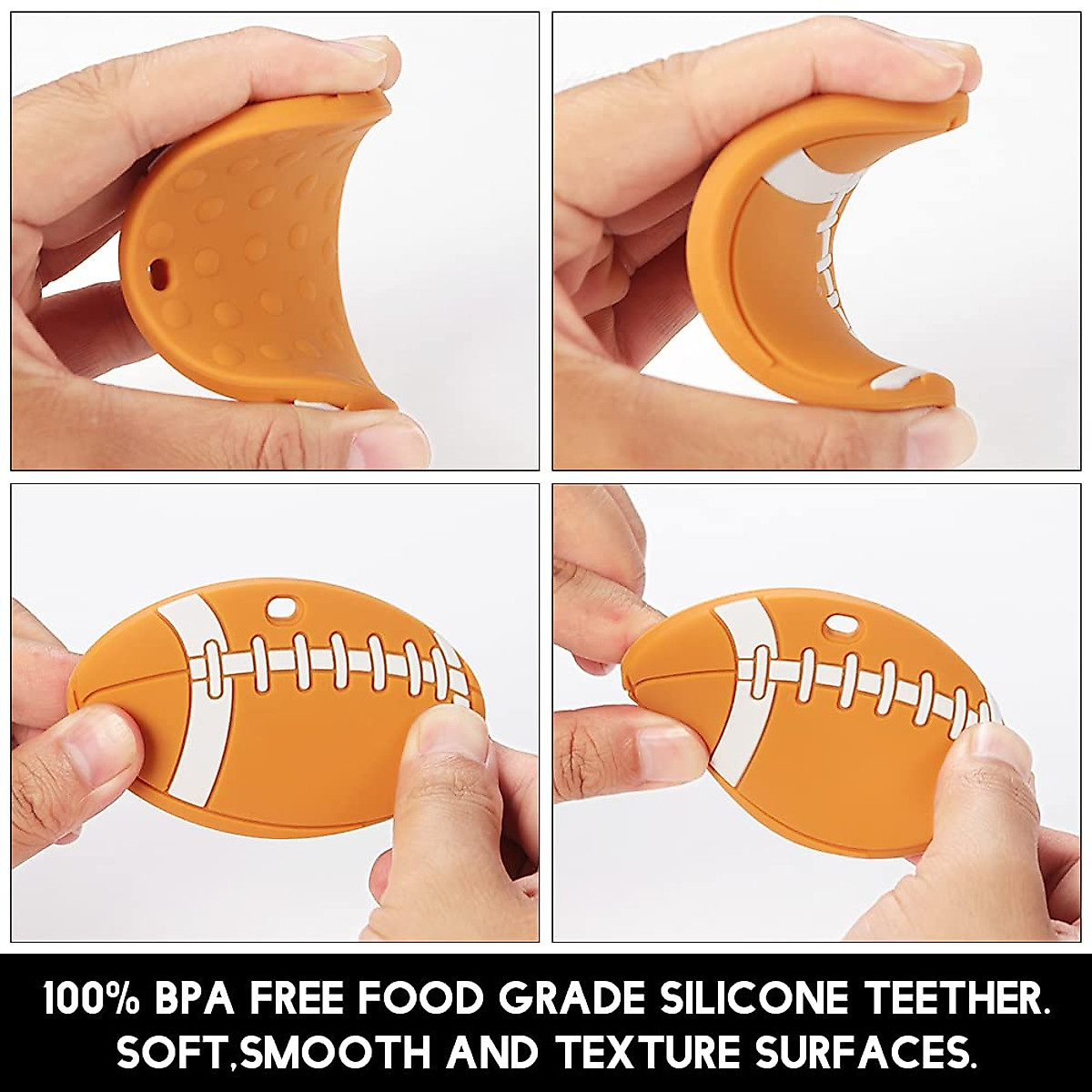 AmazingM Sports Sensory Chew Teether for Boys and Girls,Food Grade Silicone Safety Chewy Teether Toy for Kids with Autism, ADHD,Oral Motor,Teething,Biting Needs (American Football)