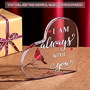 Sympathy Gift Red Cardinal Gifts Decor Bereavement Gift Crystal Acrylic Heart Memorial Gift Condolence Gift for Loss of Loved One Table Centerpieces Remembrance Decor (I Am,5.95 x 6 x 0.6 Inches)