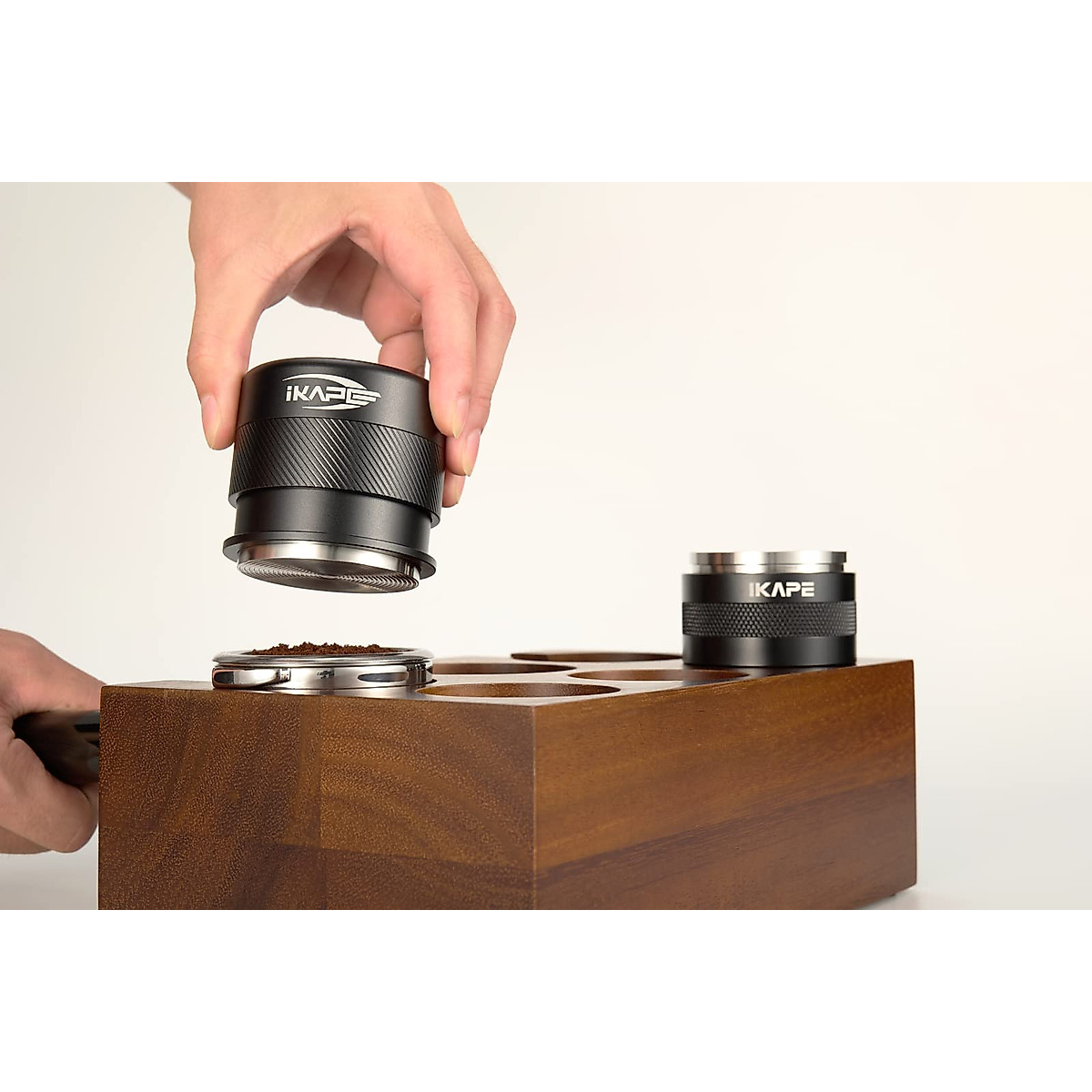 IKAPE Coffee Products, 53MM Espresso Tamper, Premium Barista Coffee Calibrated Tamper with Spring Loaded, 100% Stainless Steel Tamper Compatible with 54MM Breville Bottomless Portafilter (Black)