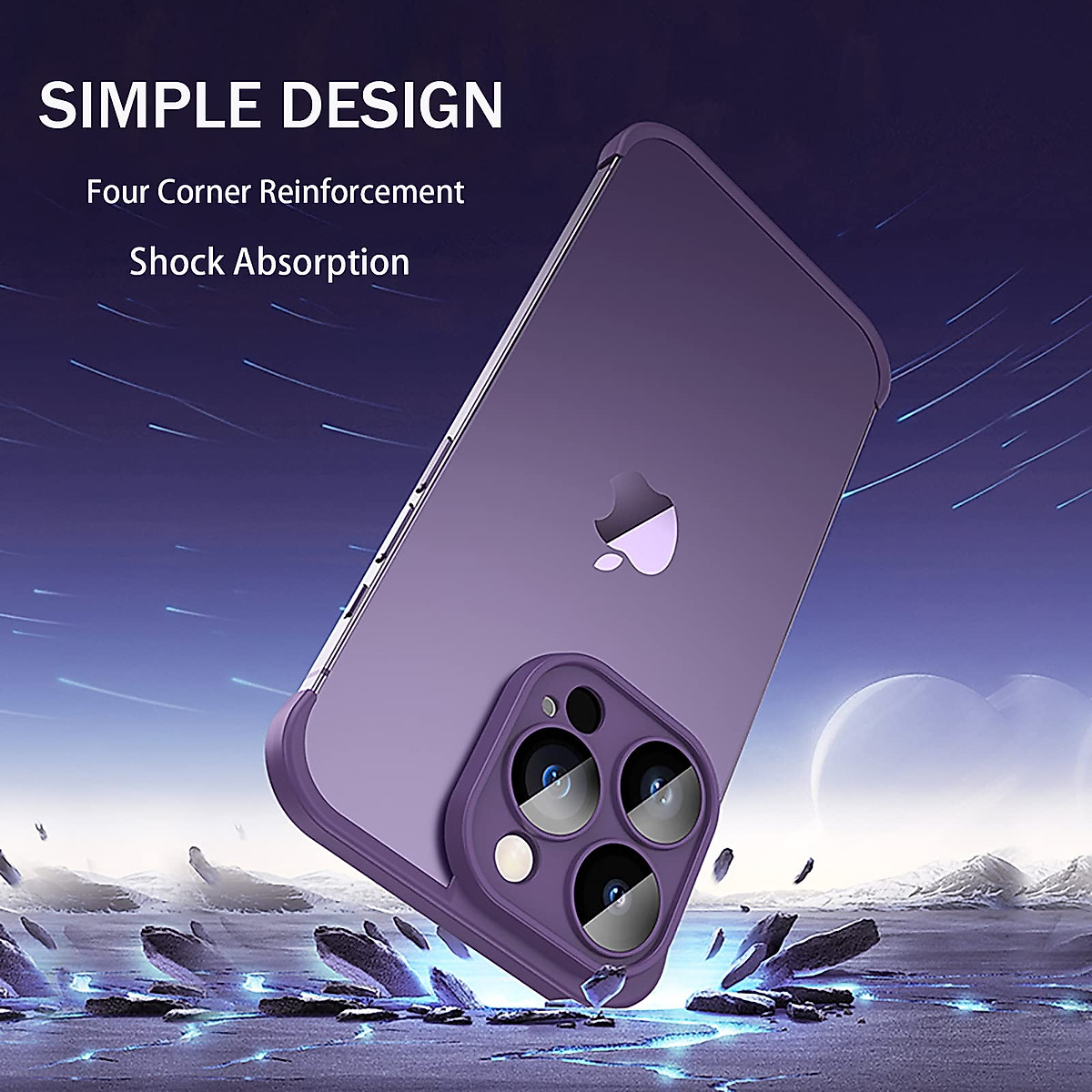 Losin Compatible with iPhone 14 Pro Max Case Borderless Design Camera Lens Protection Thin Lightweight Soft Silicone Frameless Case Shockproof Bumper Cover for iPhone 14 Pro Max 6.7 inch, Purple