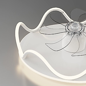 Ceiling Fans with Lights and Remote Modern Lighting Ceiling Fans Bladeless, Quiet Motor Stepless Dimmable 6 Wind Speeds (White)