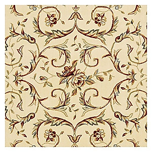SAFAVIEH Lyndhurst Collection Area Rug - 8' Round, Ivory & Ivory, Traditional Oriental Scroll Design, Non-Shedding & Easy Care, Ideal for High Traffic Areas in Living Room, Bedroom (LNH322A)