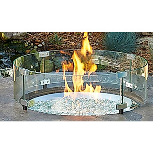 Outdoor GreatRoom Co Propane Fire Pit Table - Beacon Gas Fire Pits for Outside Patio - 48 Inch Round Concrete Firepit Fire Table with Matching Tabletop Cover, Powder-Coated Metal Base - White/Grey