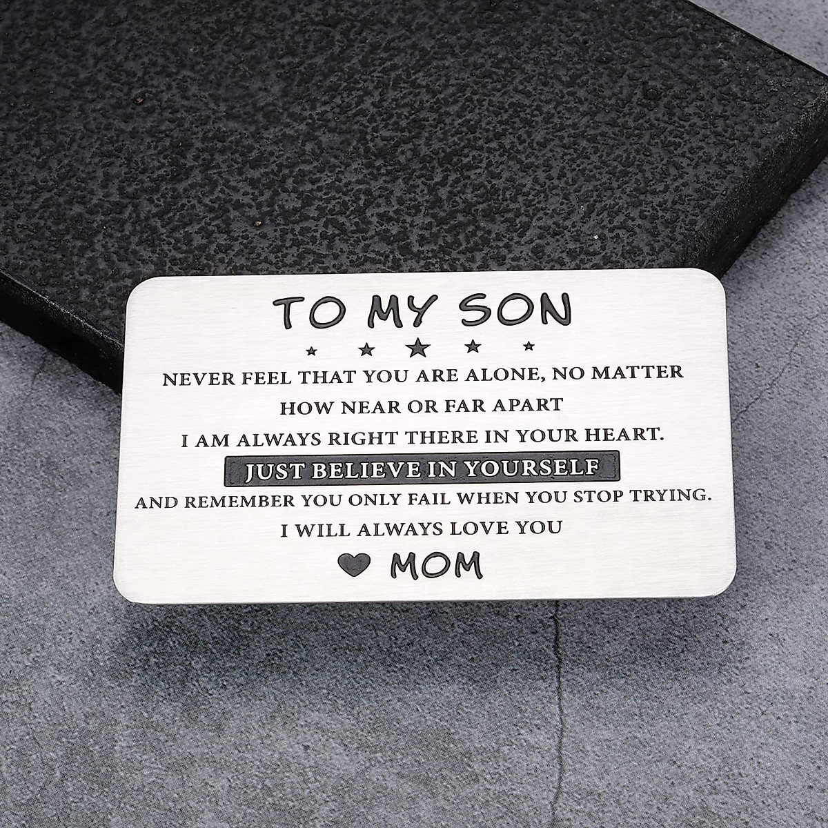 Omnitotimuse To My Son, Son Gifts from Mom Inspirational Wallet Insert Card for Son from Mom Graduation Birthday Gifts for Men Him Silver
