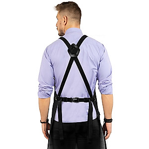 Under NY Sky Leather Apron - Cross-back Straps, Riveted, Vegan Leather - For Barbers, Hairstylist, Bartender, Barista