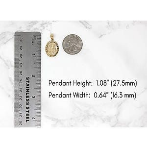 CaliRoseJewelry 14k Saint Joseph Pray for Us Oval Charm Pendant in Yellow Gold