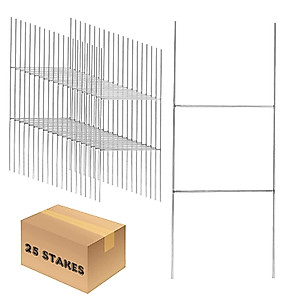 25 Pack Heavy Duty Metal H-Stakes H Frame Wire Stakes, 17'' x 7'' Yard Sign Stake for 4mm Corrugated Signs