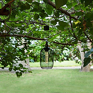 Alpine Corporation QTT391SLR-TM Solar Hanger w/White LED Light, 12", Black