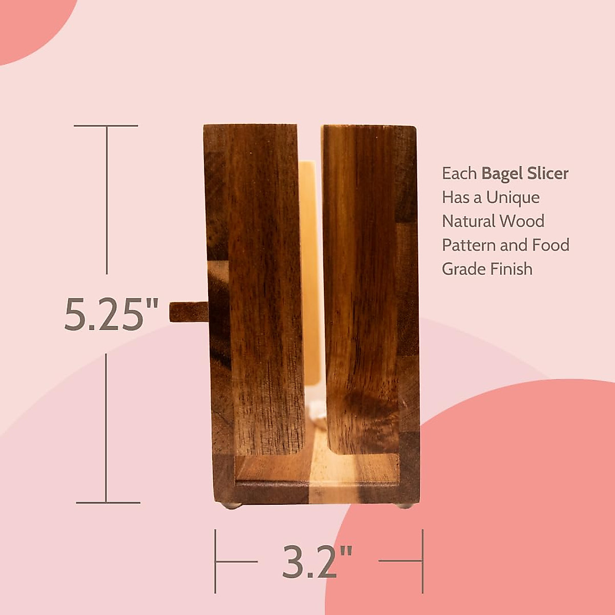 Bagel Slicer for Small and Large Bagels | Intuitive Design, Acacia Wood Bagel Cutter Slicer | Bagel Guillotine Slicer with Bagel Holder | Easy to Clean and Food-Safe Finish