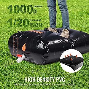 VEVOR Portable Water Storage Bladder,143 Gallon Large Capacity Water Storage Containers,1000D PVC Water Bladder Including Spigots and Overflow Kit,Water Tank for Garden Water Catcher, Black