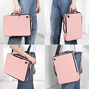 FINPAC Laptop Shoulder Bag for MacBook Pro 14-inch M2 M1 2023-2021, MacBook Air/Pro 13-inch, Padded Computer Tablet Carrying Case for Dell XPS 13, Surface Laptop/Book, HP, Acer Chromebook (Pink)