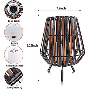 Solar Lantern Outdoor Waterproof with Flickering Flame, Candle Decorative Lights Solar Rattan Lanterns for Patio Garden Pathway Yard Desk
