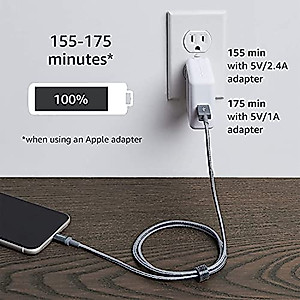 Amazon Basics Nylon USB-A to Lightning Cable Cord, MFi Certified Charger for Apple iPhone 14 13 12 11 X Xs Pro, Pro Max, Plus, iPad, Dark Gray, 3-Ft