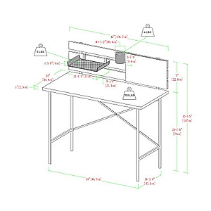 Walker Edison Small Slatted Wood Laptop Computer Writing Desk Home Office Workstation, 42 Inch, Grey Wash