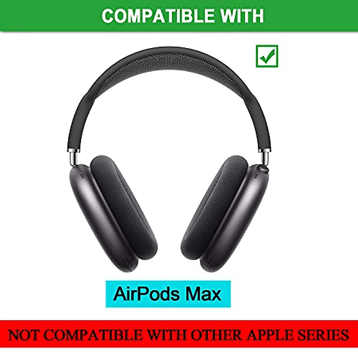 Jecobb Replacement Earpads for Apple AirPods Max Headphones with Mesh Fabric & Memory Foam Ear Cushions (Silver)