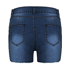 aihihe River Shorts Womens Shorts Denim Stretchy Bermuda Shorts Petite Length Destroyed Summer Shorts Beach Trendy Shorts(80-Dark Blue,Medium)
