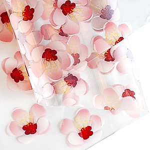 ONEART | Watercolor Floral Clear TPU Vinyl, 12" x 54" Transparent Waterproof Crystal Transparent Plastic Fabric for Bows Earrings Bags-Pink