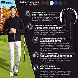 Three Sixty Six Mens Windbreaker Jackets - Half Zip Golf Pullover Wind Jacket - Vented, Dry Fit Medium