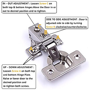 60 Pack Soft Close Cabinet Door Hinges for 1/2" Partial Overlay Cupboard, 100 Degree Opening Angel, Stainless Concealed Kitchen Cabinet Hinges with Mounting Screws and Manual