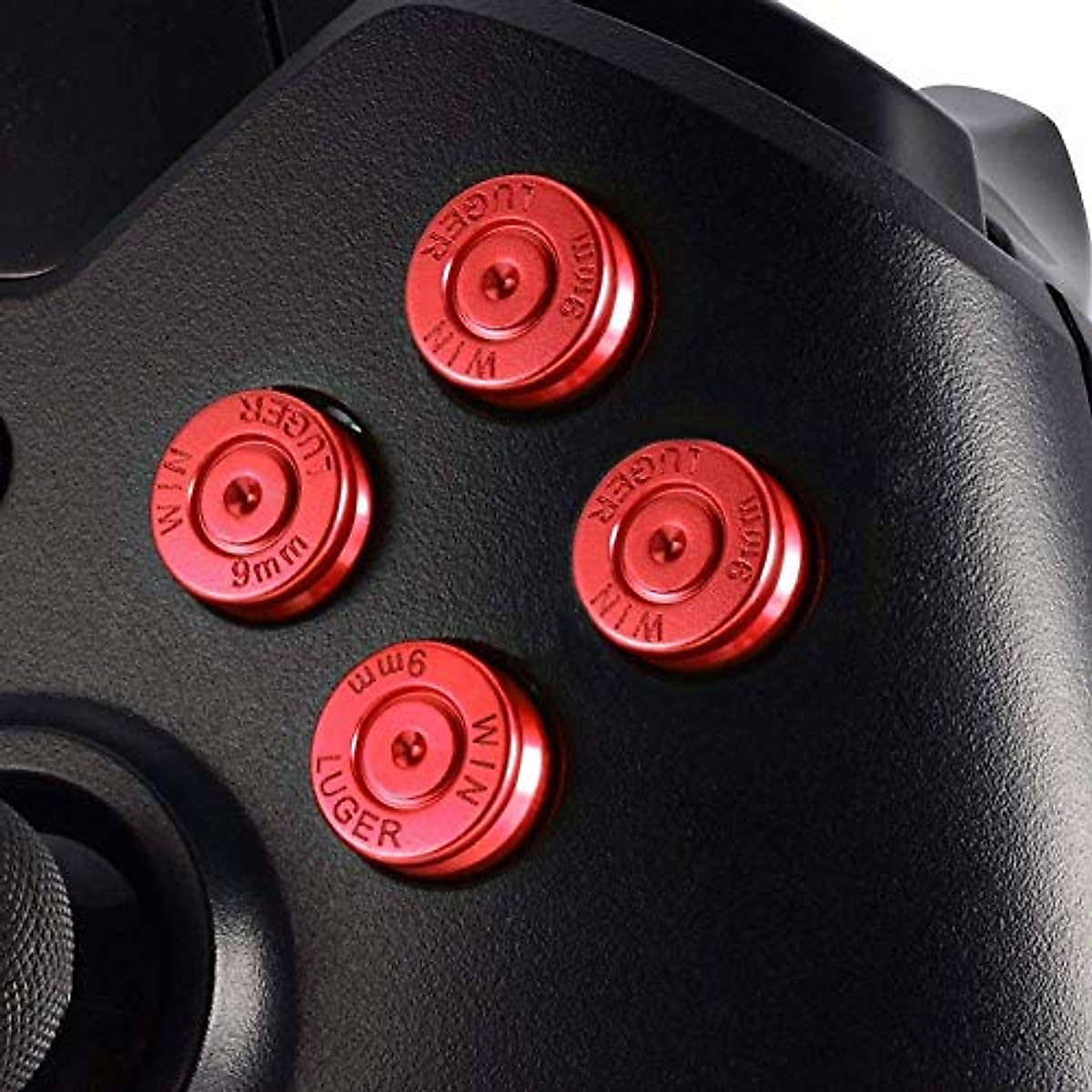 Alloy Metal 9mm Bullet Buttons Mod Kit ABXY & Guide Button for Xbox One xboxone Controller (Red)