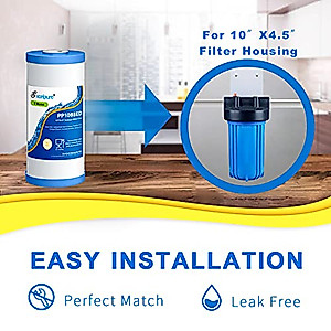 EXCELPURE Whole house 10" x 4.5" (5 Micron） Sediment Water Filter Compatible with Culligan GE FXHTC, RFC-BBSA, W50PEHD, GXWH40L, GXWH35F, GNWH38S, Dupont WFHD13001, Pentek R50-BB（2 PACK）