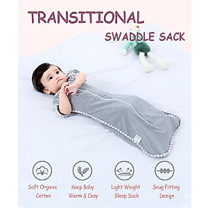 Bycc Bynn 2 Pack Sleeping Blanket Sack with High Sleeve,Transitions to Arms-Free Wearable Sleeping Bag for Baby pacify