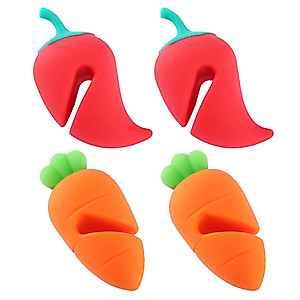 Cabilock 4Pcs Spill- proof Lid Lifter Silicone Lid Lifts Carrot Chili Kitchen Pot Lid Holders Lid Stand Heat Resistant Holder Keep The Lid Open