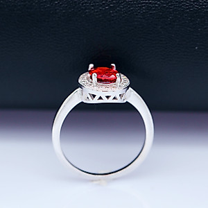 Uloveido Oval Cut Solitaire Wedding Engagement Rings White Gold Plated, Best Gifts for Women/Mom (Size 8) PJ4262