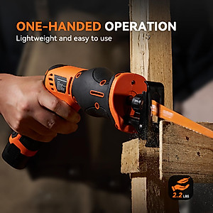 Reciprocating Saw Cordless, 12V Power Reciprocating Saw with 2 * 2000 mAh Battery, 3000SPM 13mm Reciprocating Stroke, 8 Tool-Free Saw Blade Change Reciprocating Saw for Wood Metal PVC DIY Cutting