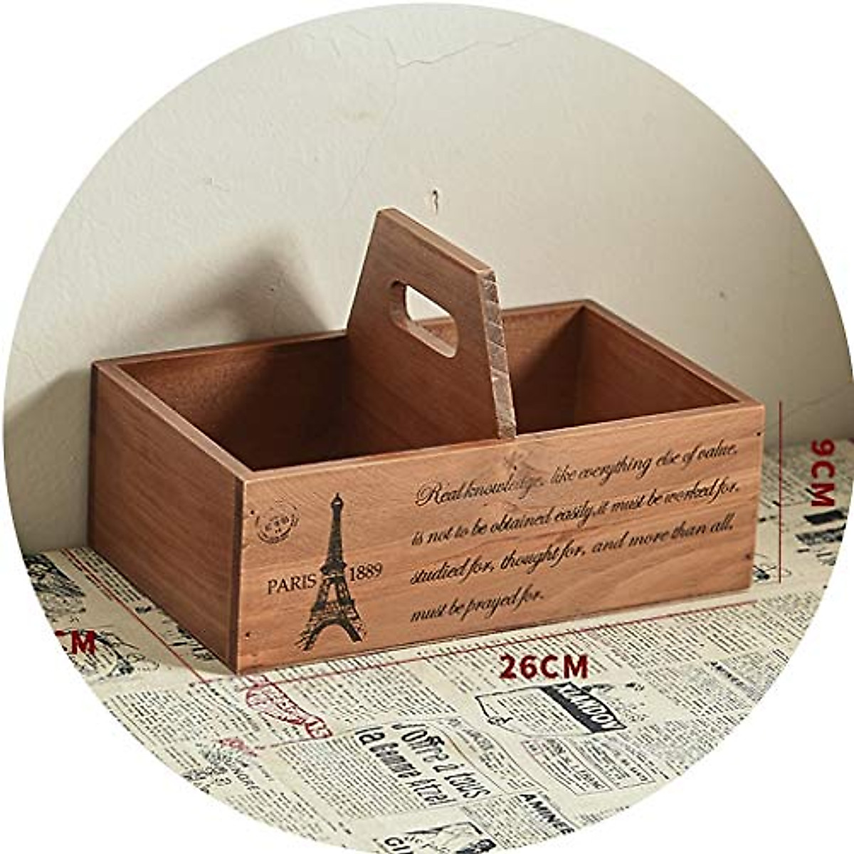 Storage Newspaper Baskets Postcard Folder Wooden Office Desktop Box Home Old Retro Finishing Box Magazine Rack (Color : B)