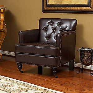 Christopher Knight Home Malone Leather Club Chair, Brown 28D x 29.5W x 33.5H Inch