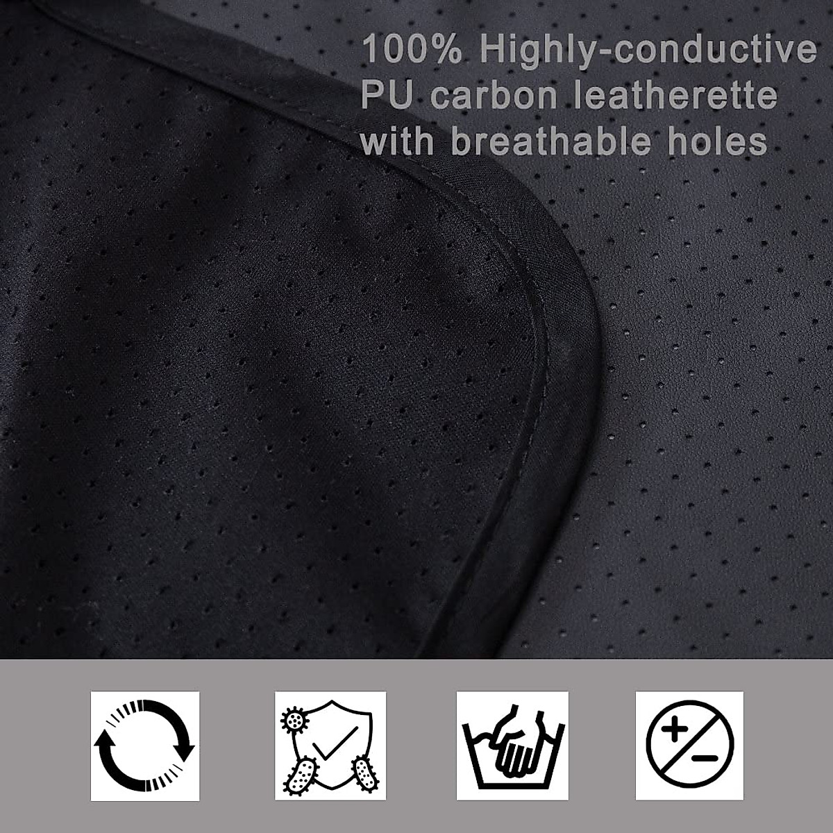 RIQINXIN Grounding Mattress Pad with 15ft grounding Cord Grounding Mat Perforated Design Conductive PU Leather Grounding Mat for Bed Relieve Pain 55x71in Black