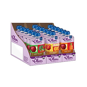 Plum Organics Stage 2 Organic Baby Food - Fruit and Veggie Variety Pack - 4 oz Pouch (Pack of 18) - Organic Fruit and Vegetable Baby Food Pouch