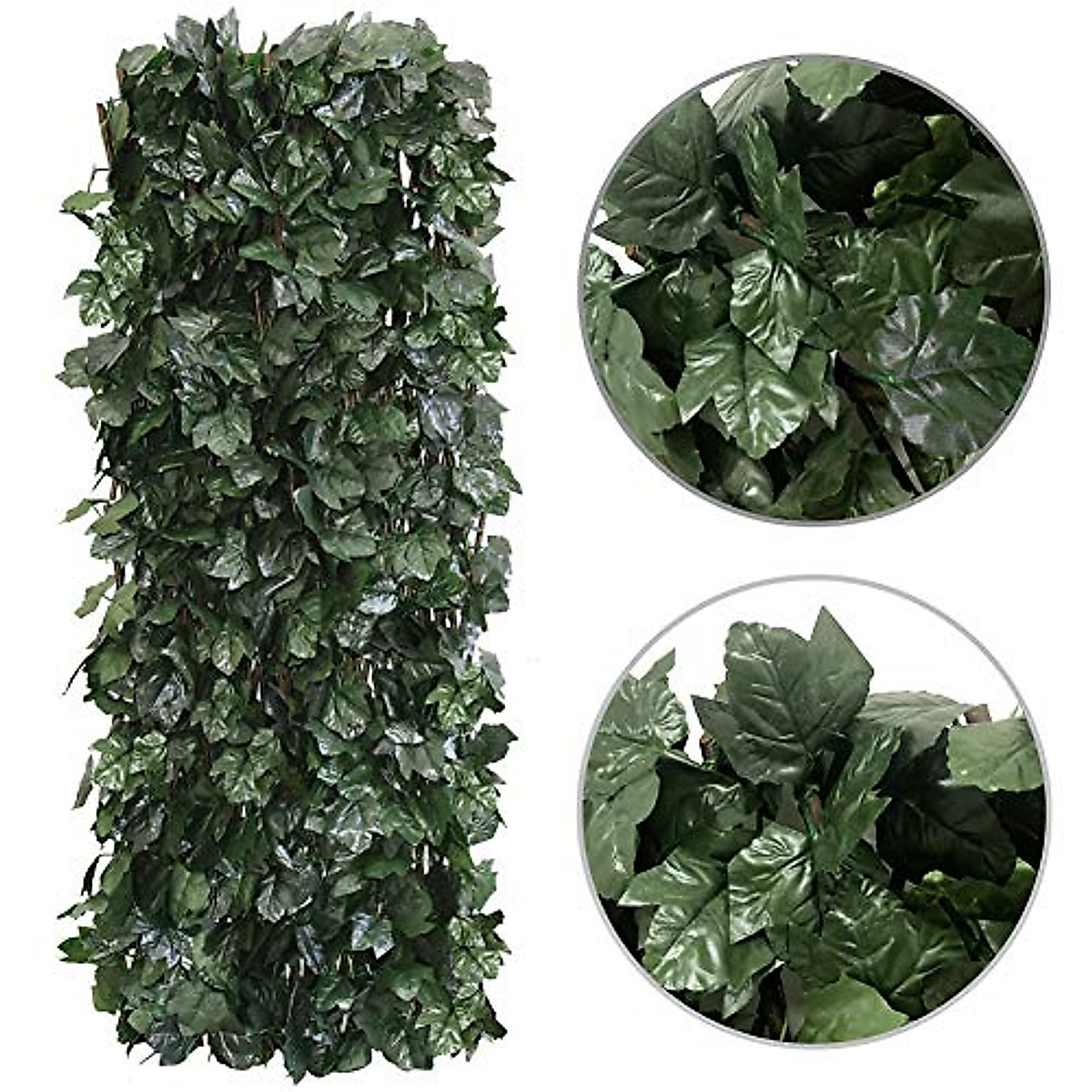 Expandable Fence Privacy Screen for Balcony Patio Outdoor,Decorative Faux Ivy Fencing Panel,Artificial Hedges (2PC,Single Sided Leaves)…